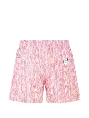 Fedeli Leaf-print Swim Shorts