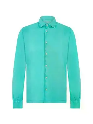 Fedeli Classic-collar Long-sleeve Shirt - Blue