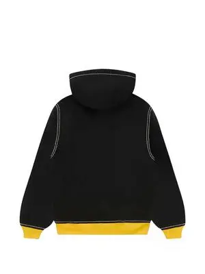 SP5DER Logo Print Contrast Stitch Hoodie - Black