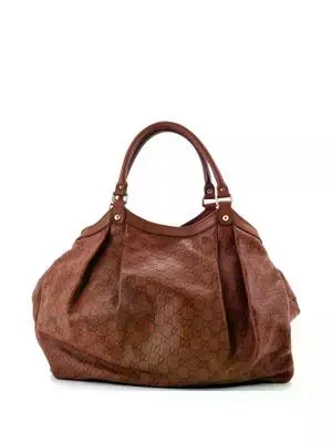 Gucci Sukey Ssima Leather Large Tote Bag - Brown