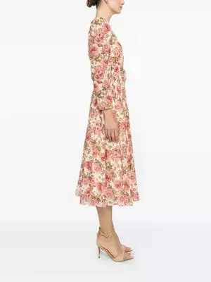 NISSA Floral Detail Chiffon Midi Dress