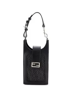 Fendi Zucca Canvas And Leather Shoulder Bag - Black