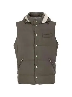 Brunello Cucinelli Padded Hooded Gilet - Brown