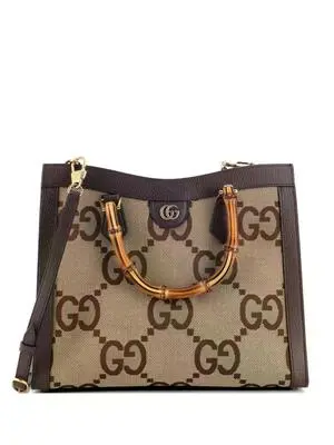 Gucci Diana Jumbo Gg Canvas Medium Tote Bag With Bamboo Handle