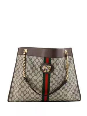 Gucci Rajah Chain Gg Coated Canvas Large Tote Bag - Brown