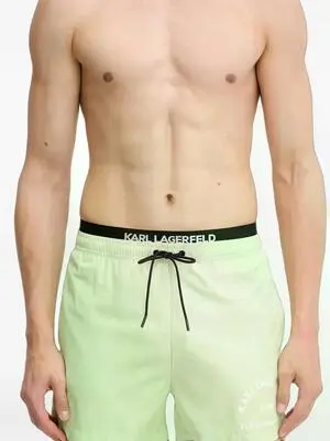 Karl Lagerfeld Logo Print Drawstring Swim Shorts - Green