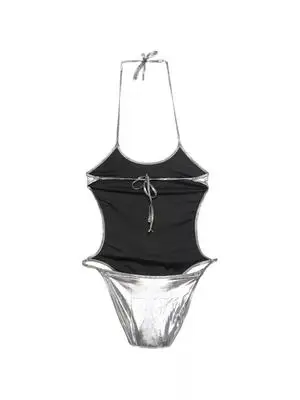 Attico Halterneck Swimsuit With Metallic Effect