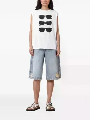 ALLSAINTS Sleeveless Graphic Print Top - White