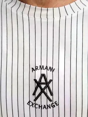 Armani Exchange Pinstriped Logo-print T-shirt