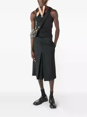 MARINE SERRE Tailored Wool Serge Bermuda Shorts With Pleats