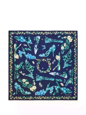 FERRAGAMO Shoe-print Scarf - Blue