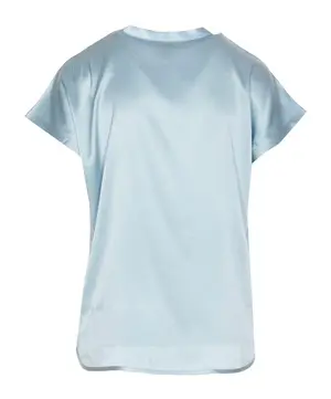 Pinko Cap Sleeve Satin Blouse - Light Blue