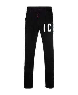 Dsquared2 Logo Printed Skater Jeans - Black