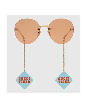 Gucci Round Frame Logo Pendant Sunglasses