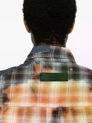 FENG CHEN WANG Check-print Distressed-finish Shirt