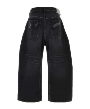 Balenciaga Round Fit Wide-leg Jeans - Black