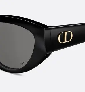 Dior Cat Eye Sunglasses With Gold Cd Logo - Black