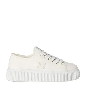 Miu Miu Logo Detail Denim Sneakers
