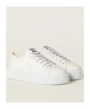 Miu Miu Logo Detail Denim Sneakers