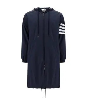 Thom Browne 4-bar Long Hooded Parka - Navy Blue