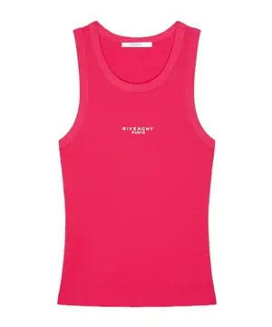 Givenchy Slim Fit Tank Top In Cotton With Paris Print - Pink
