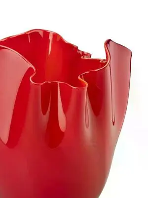 VENINI Fazzoletto Ruffled Glass Vase - Red