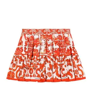 Dolce & Gabbana Majolica Print Poplin Skirt - Red