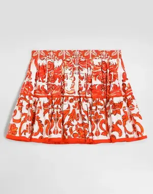 Dolce & Gabbana Majolica Print Poplin Skirt