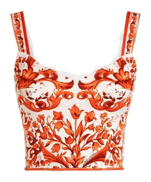 Dolce & Gabbana Majolica Print Sweetheart Bustier Top - Multicolor