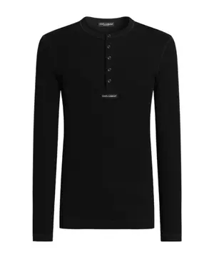 Dolce & Gabbana Serafino Jersey T-shirt With Logo - Black