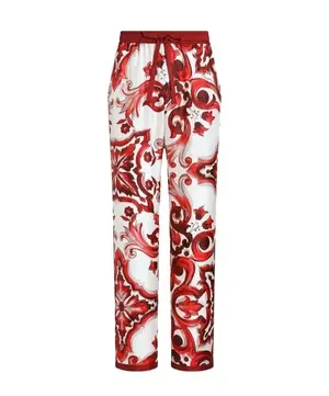 Dolce & Gabbana Majolica-print Twill Vanity Trousers - Red