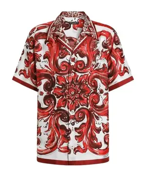 Dolce & Gabbana Majolica-print Silk Twill Hawaii Shirt - Brown