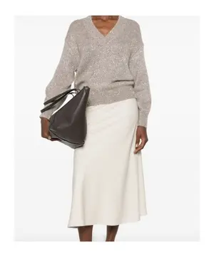 Brunello Cucinelli Sequin-embellished V-neck Sweater - No