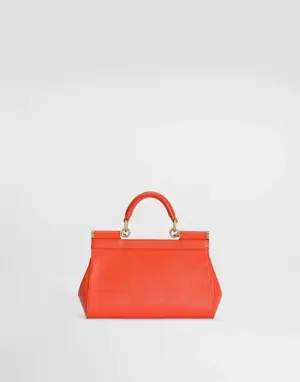 Dolce & Gabbana Small Sicily Handbag With Logo Plaque - Orange
