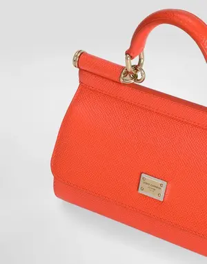 Dolce & Gabbana Small Sicily Handbag With Logo Plaque - Orange