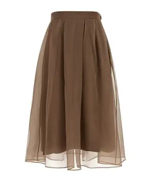 Brunello Cucinelli Brunello Cucinelli Circle Pleated Silk Midi Skirt No