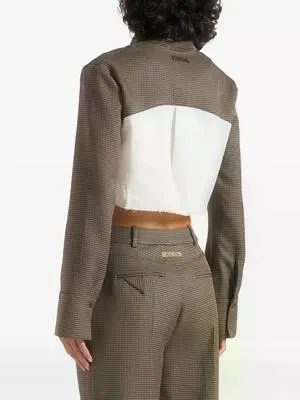 Manière De Voir Cropped Houndstooth Shirt