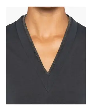 Brunello Cucinelli Monili Trim V-neck T-shirt
