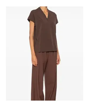 Brunello Cucinelli Monili Trim V-neck T-shirt - Brown
