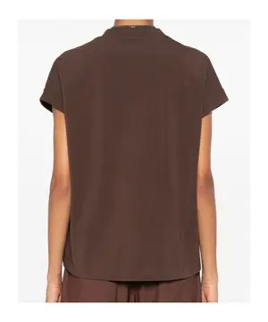 Brunello Cucinelli Monili Trim V-neck T-shirt - Brown