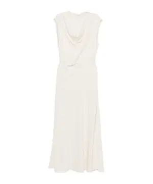 Brunello Cucinelli Draped-neck Sleeveless Maxi Dress - White