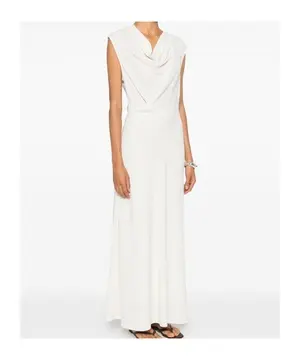 Brunello Cucinelli Sleeveless Draped Neck Maxi Dress