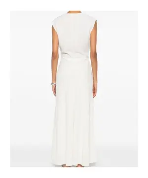 Brunello Cucinelli Sleeveless Draped Neck Maxi Dress