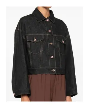Brunello Cucinelli Cropped Contrast-stitch Denim Jacket - Black