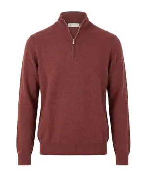 Brunello Cucinelli Half-zip Cashmere Sweater - Red