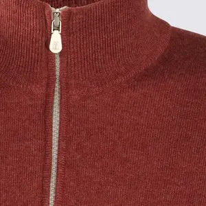Brunello Cucinelli Half-zip Cashmere Sweater - Red