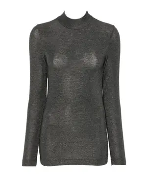 Brunello Cucinelli High-neck Metallic-effect Sweater - Black