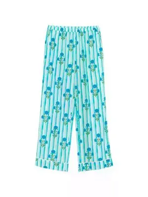 MC2 SAINT BARTH Inessa Floral-print Striped Trousers - Blue