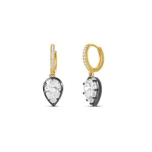 SHYMI Gold / Black Pave Huggie Pear Drops Gold - Gold/black