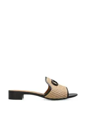 FERRAGAMO Gancini Low-heel Slides - Neutrals